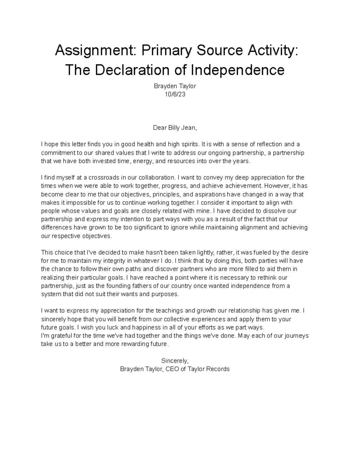 Primary Source Activity: The Declaration of Independence Analysis - Studocu