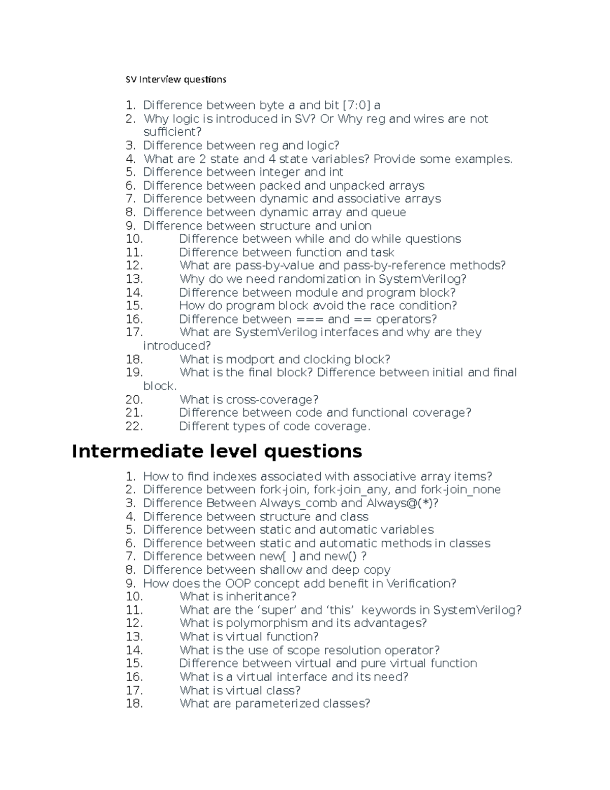SV - SystemVerilog Interview Questions and Answers - Studocu