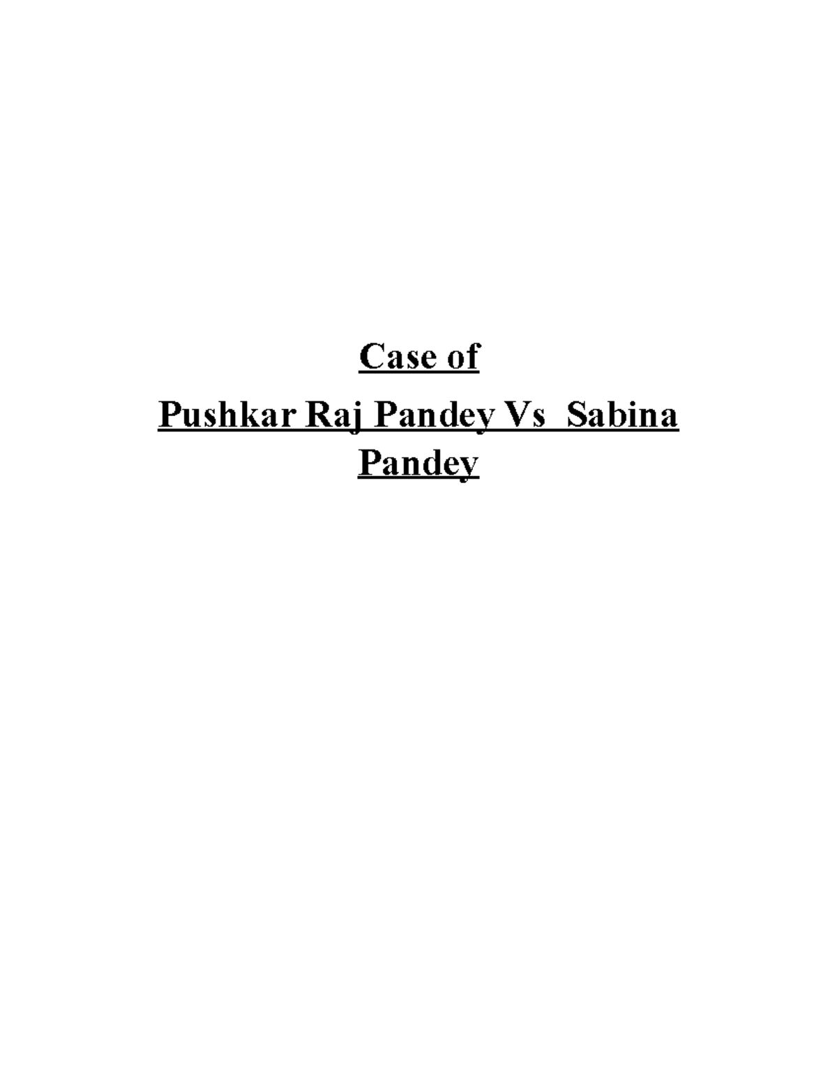 PIL Case Study: Pushkar Raj Pandey Vs Sabina Pandey Analysis - Studocu