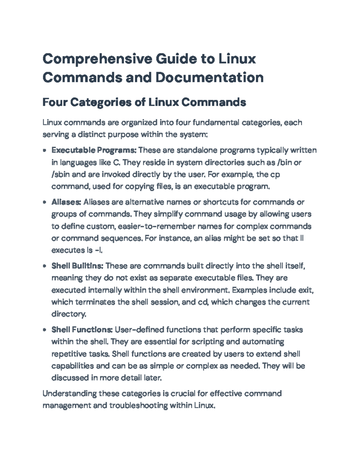 Comprehensive Guide to Linux Commands: Categories & Usage (CS101) - Studocu