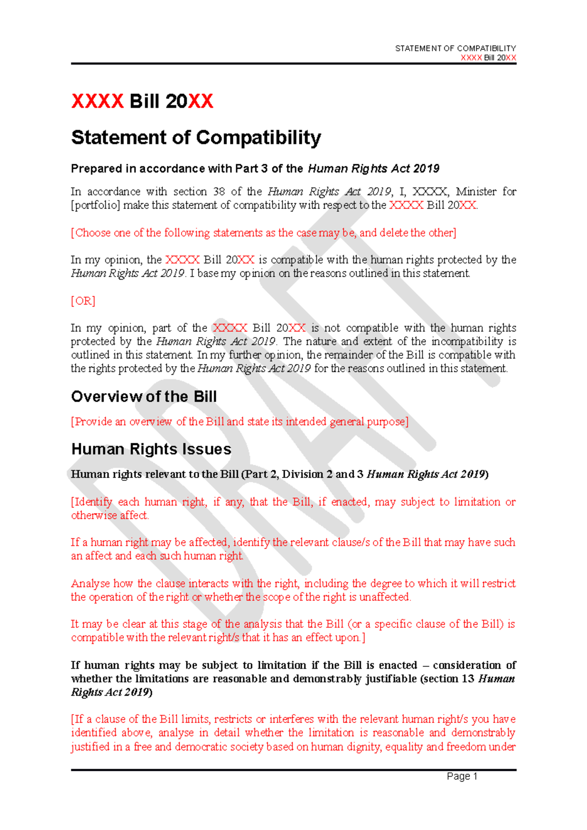 Statement of Compatibility Template - Assignment Guide - STATEMENT OF ...