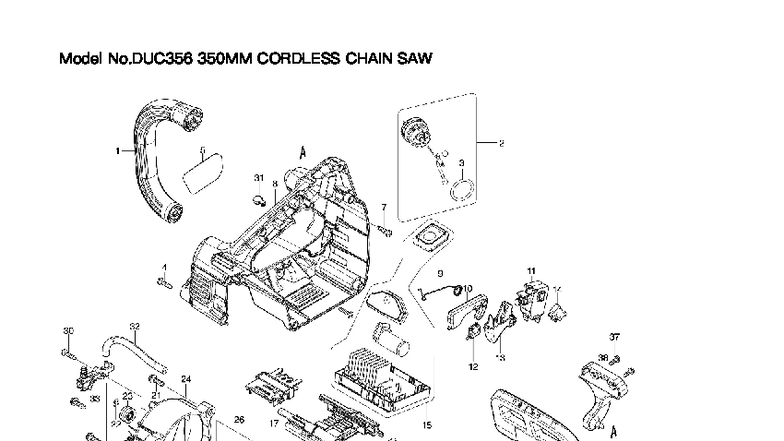 DUC356 350MM Cordless Chain Saw Parts List and Diagram - Studocu