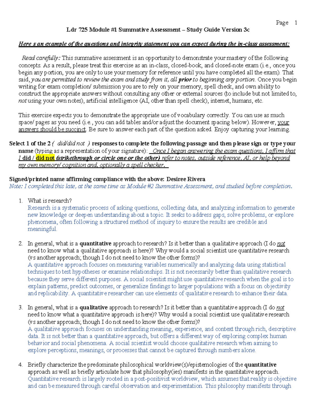 LDR 725 Module #1 Summative Assessment Study Guide and Insights - Page ...