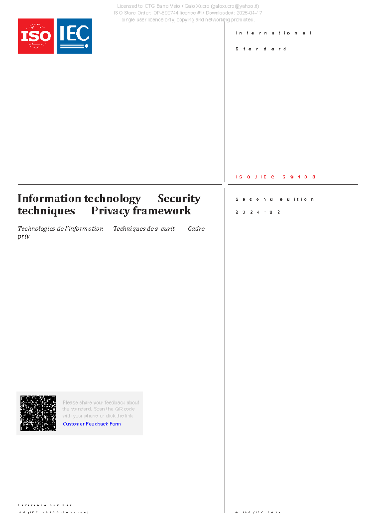ISO/IEC 29100:2024 - Privacy Framework for Information Technology ...