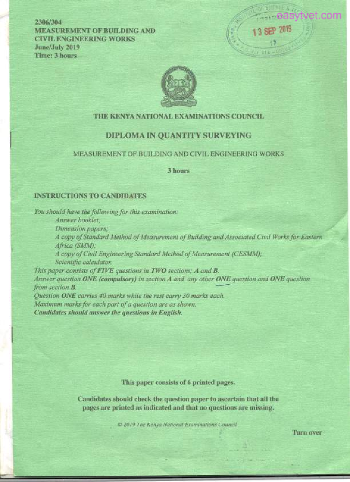 CIVIL ENGINEERING 2019: Measurement of Building Works - Lecture Notes ...