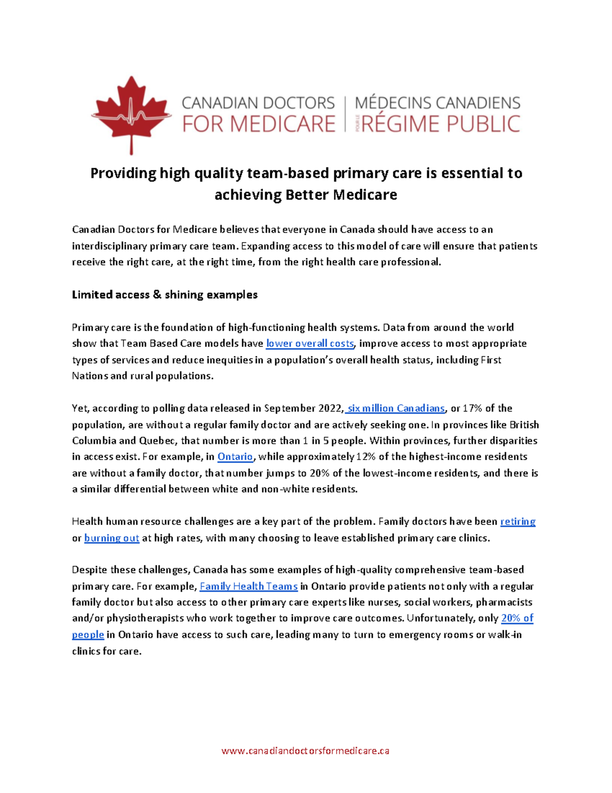 CDM Primary Care Position Statement: Enhancing Access & Quality in 2023 ...