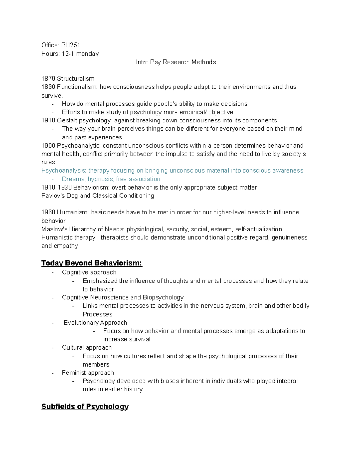 Introduction to Psychology: Research Methods & Historical Perspectives ...