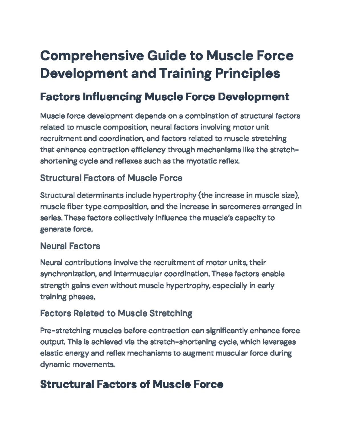 Comprehensive Overview of Muscle Force Development & Training ...