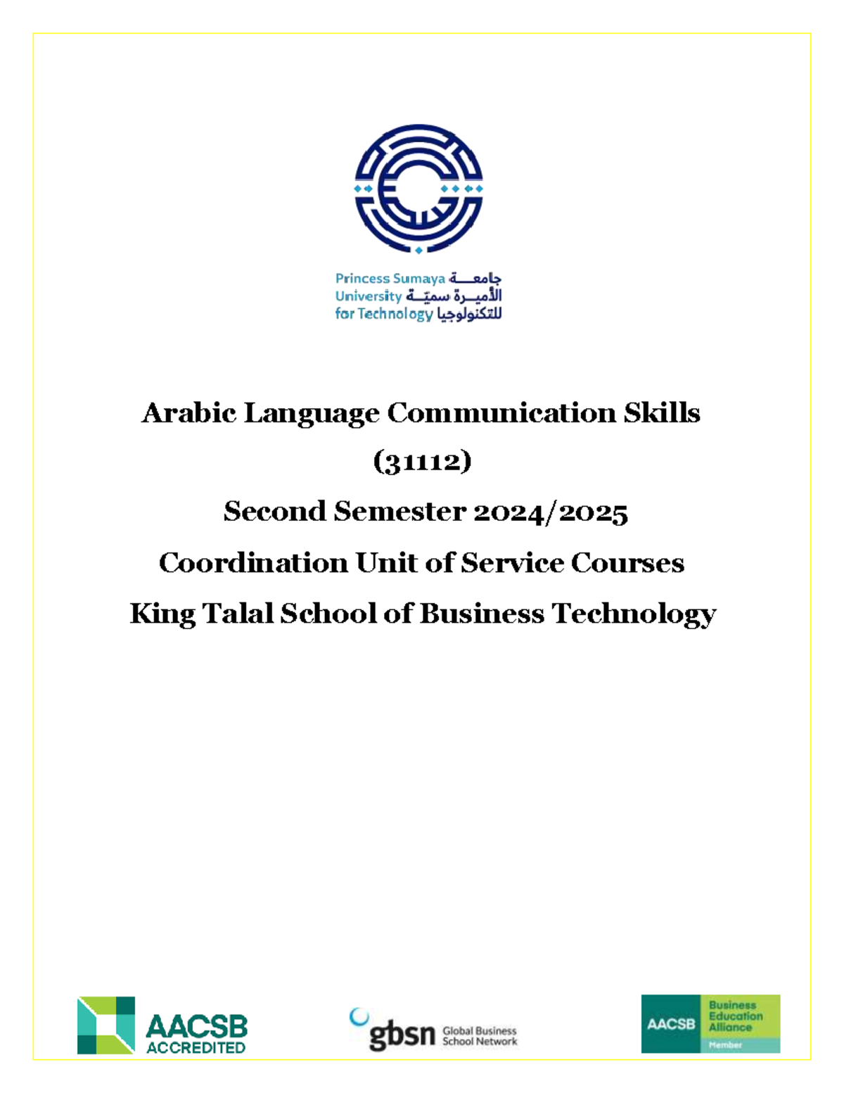 Arabic Language Communication Skills Plan - Second Semester 31021 - Studocu