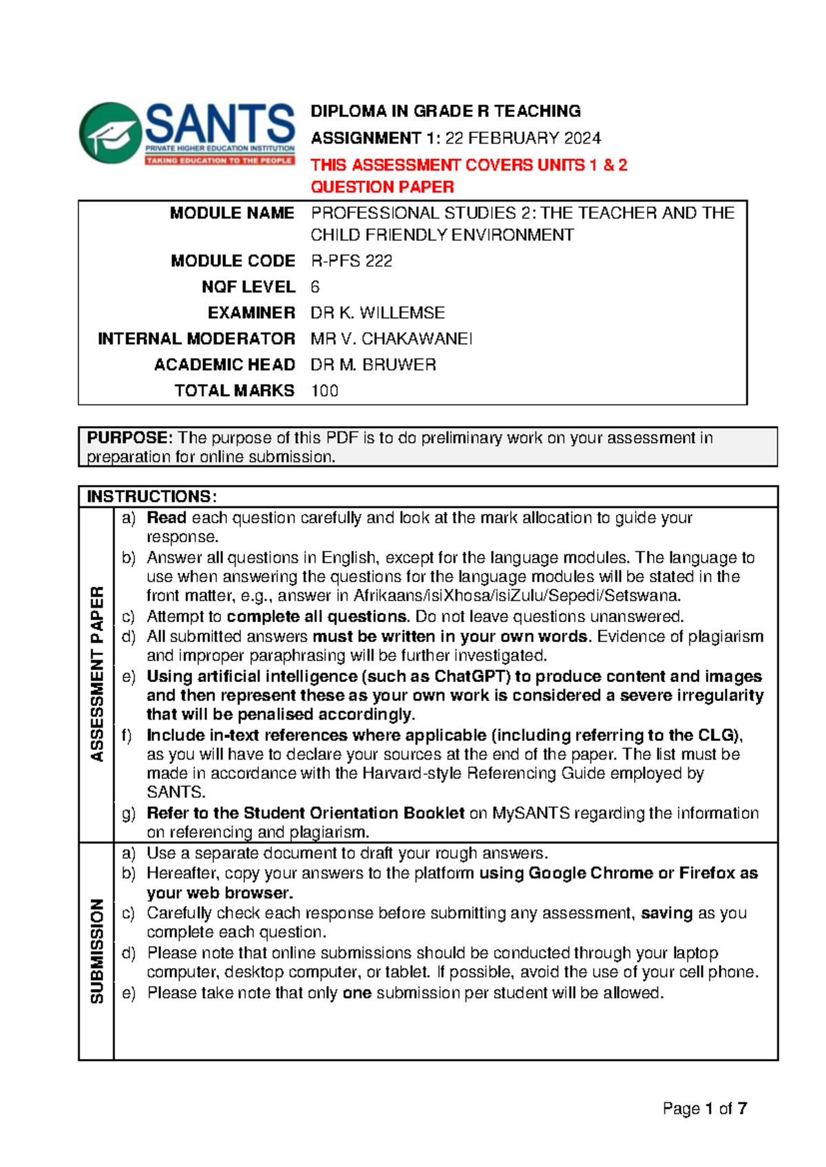 R-PFS 222 - Grade R Teaching Assignment 1: Units 1 & 2 Overview - Studocu