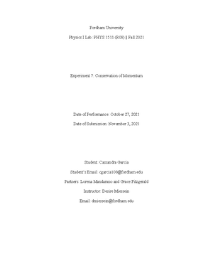 Physics lab 1-conservation of momentum - lab 8 : conservation of ...