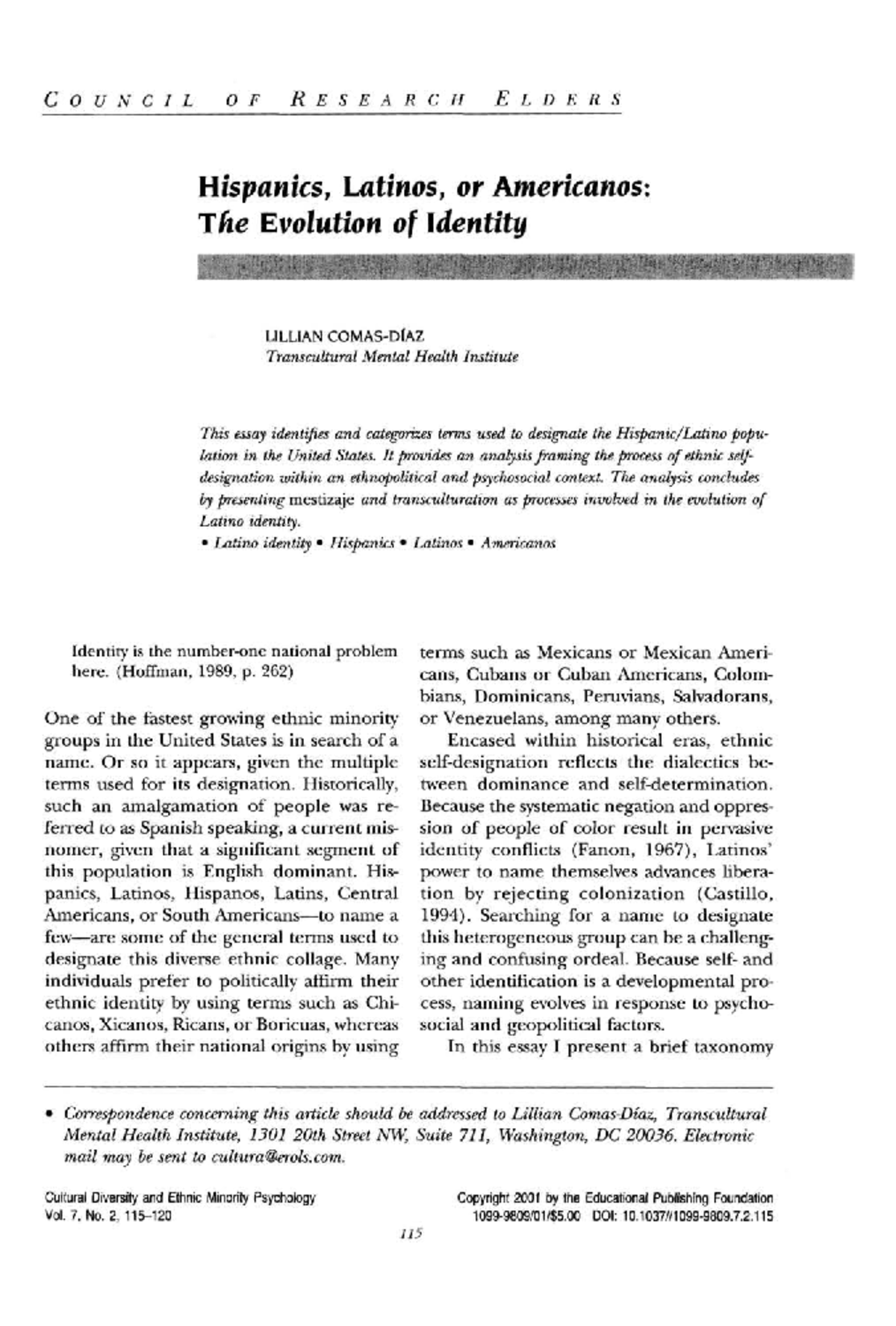 HISP 101: Hispanics, Latinos, or Americanos - Evolution of Ethnic ...