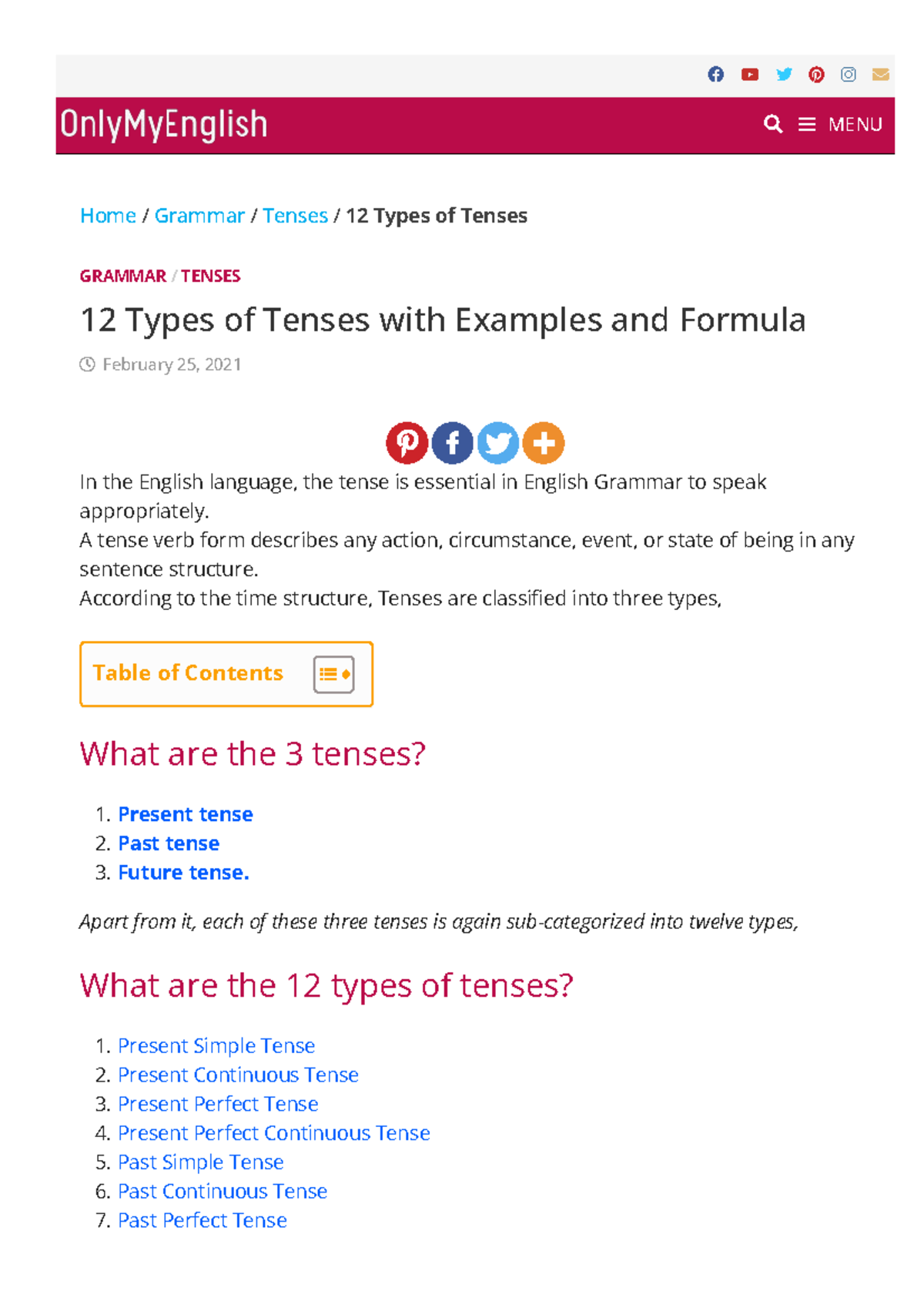 Mastering English Tenses: A Comprehensive Guide to 12 Types - Studocu
