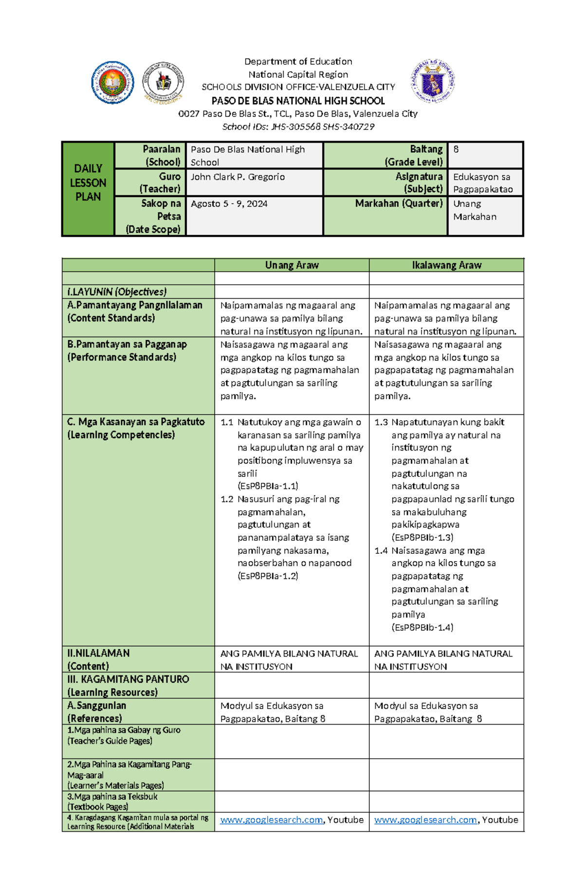 LP1 ESP 8 - guide - Department of Education National Capital Region ...