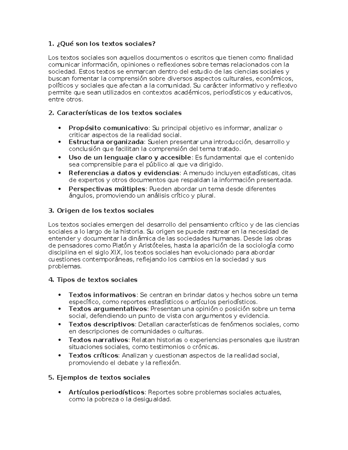 Textos sociales - Estos textos se enmarcan dentro del estudio de las ...