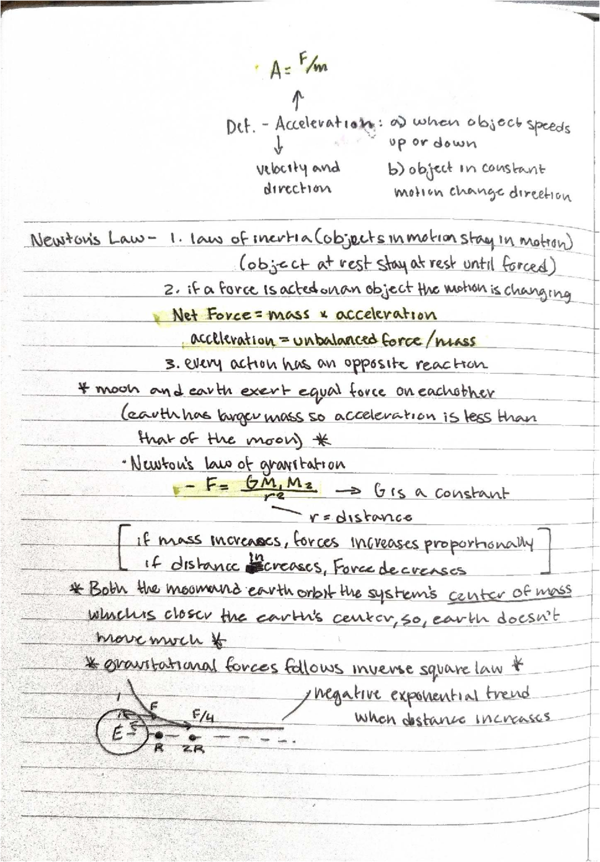 Physics 101 Acceleration Forces And Motion Laws Notes Studocu
