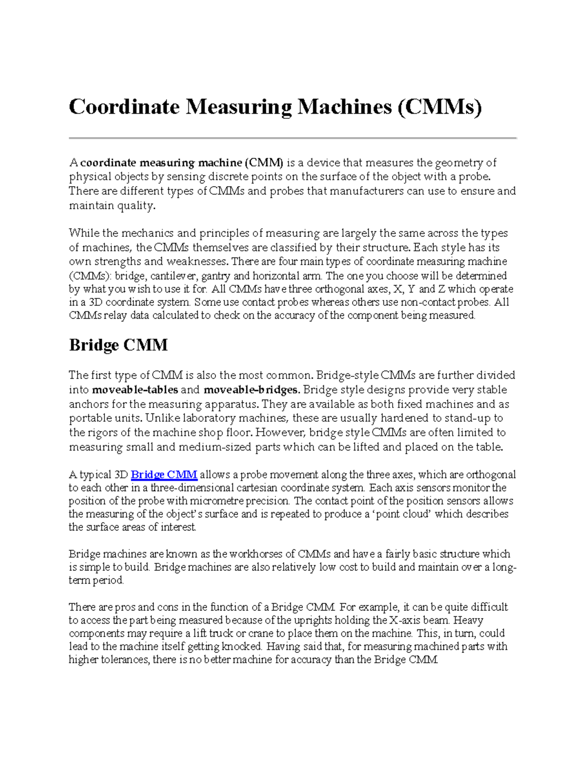CMM Types and Applications: Understanding Coordinate Measuring Machines ...