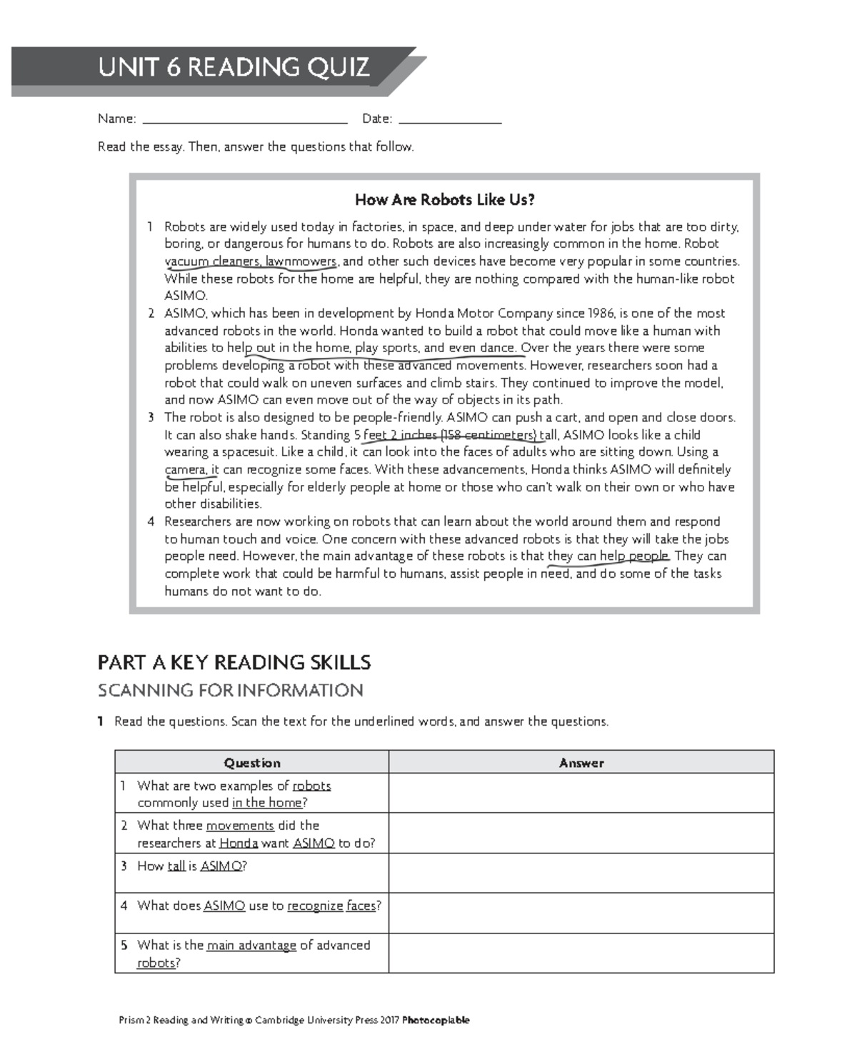 Prism 2 RW L2 Unit 6 Reading & Writing Quiz - Studocu