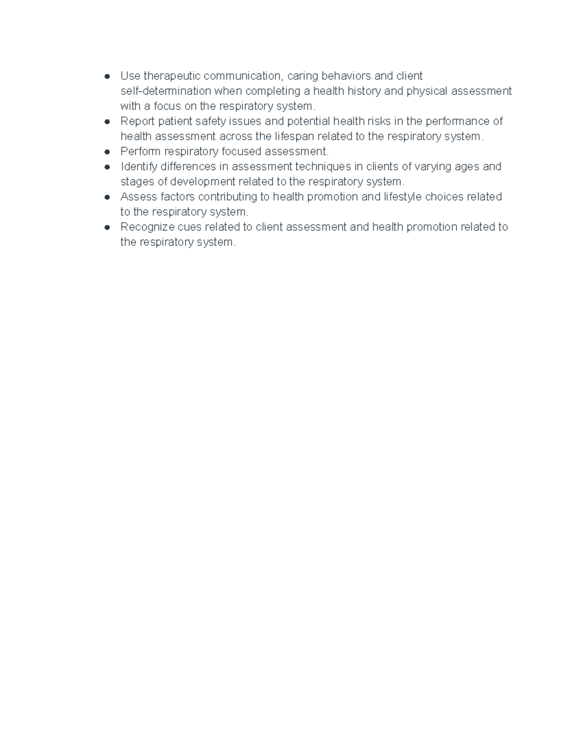 Health Assessment and Promotion: Focus on the Respiratory System - Use ...