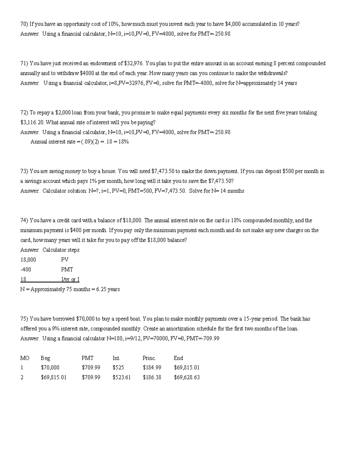Test Bank Solutions for Chapter 6 - Financial Calculations - Studocu