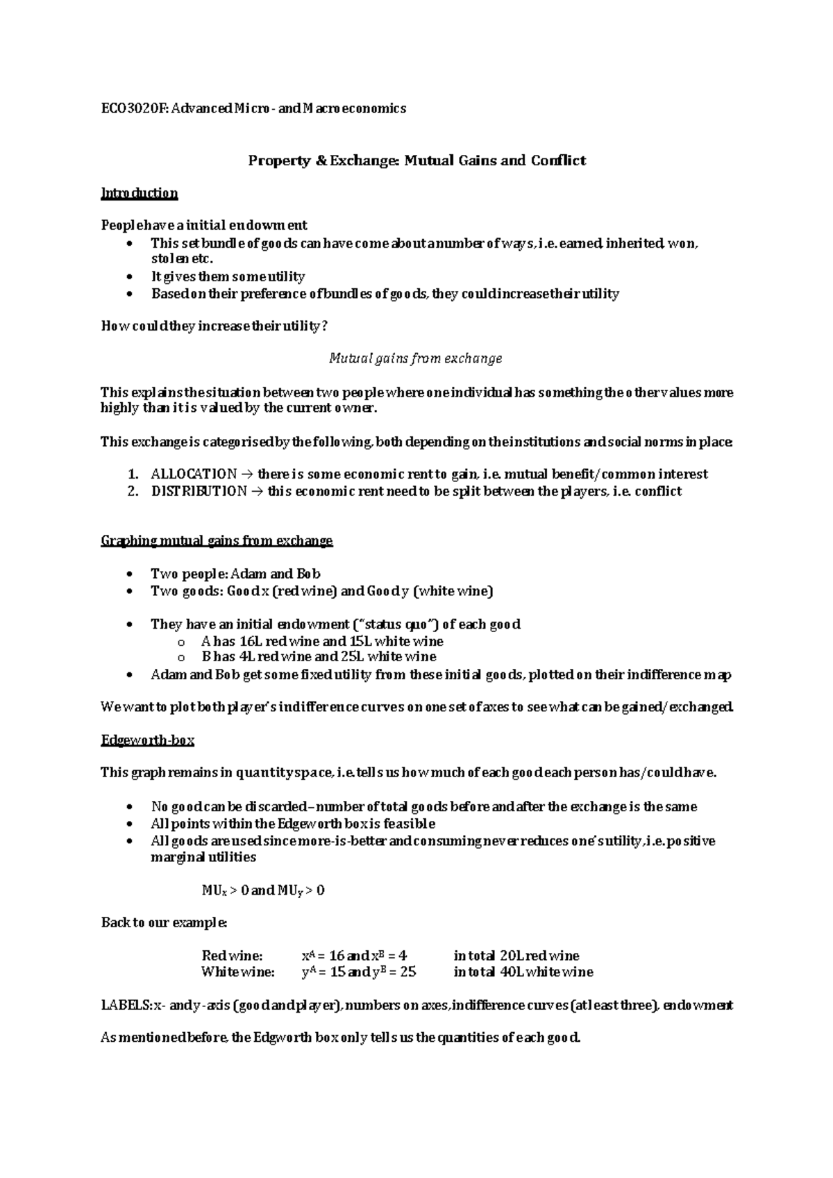 ECO3020 test 1 (WS1) - Test 1 Workshop - ECO3020F: Advanced Micro- and ...