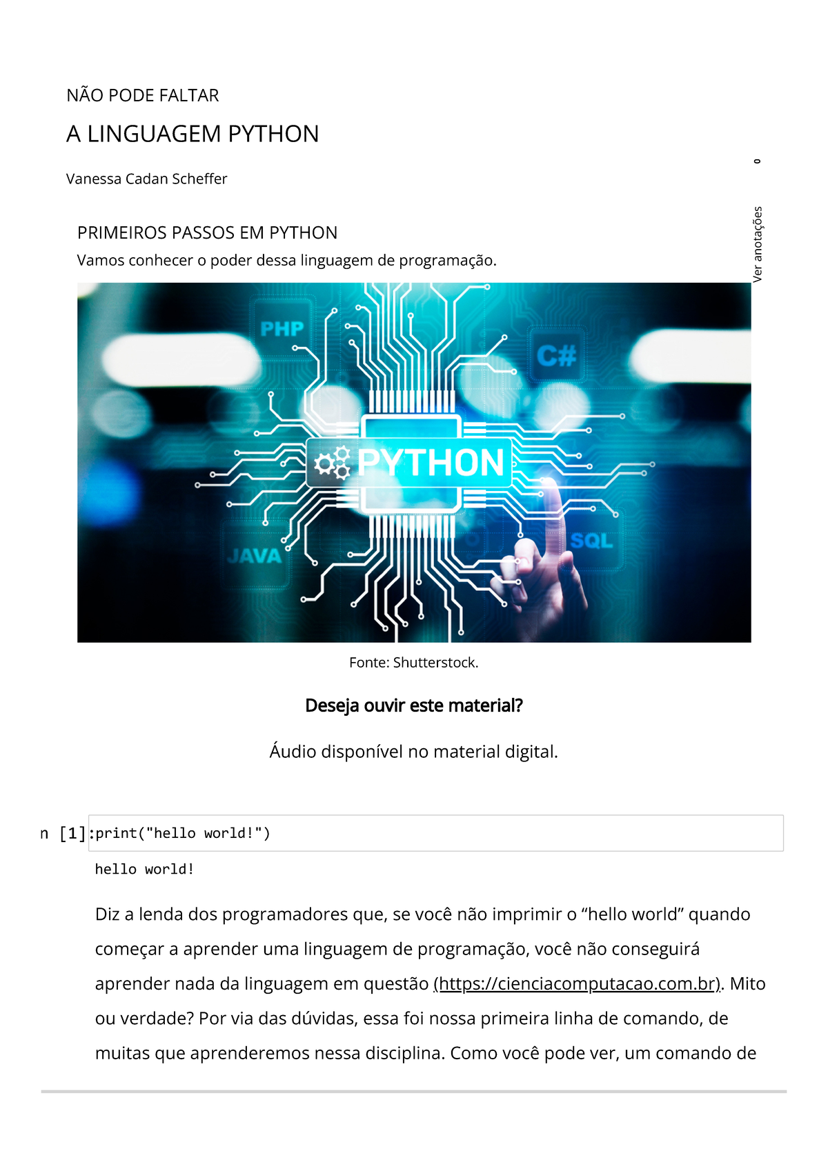 01 - Introdução À Linguagem Python - Unidade 1 Seção 1 - NÃO PODE ...