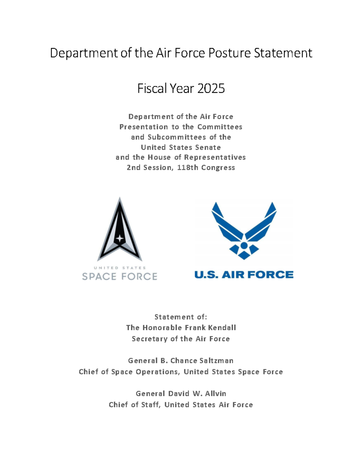 2024 DAF Posture Statement: Budget Overview & Strategic Priorities ...