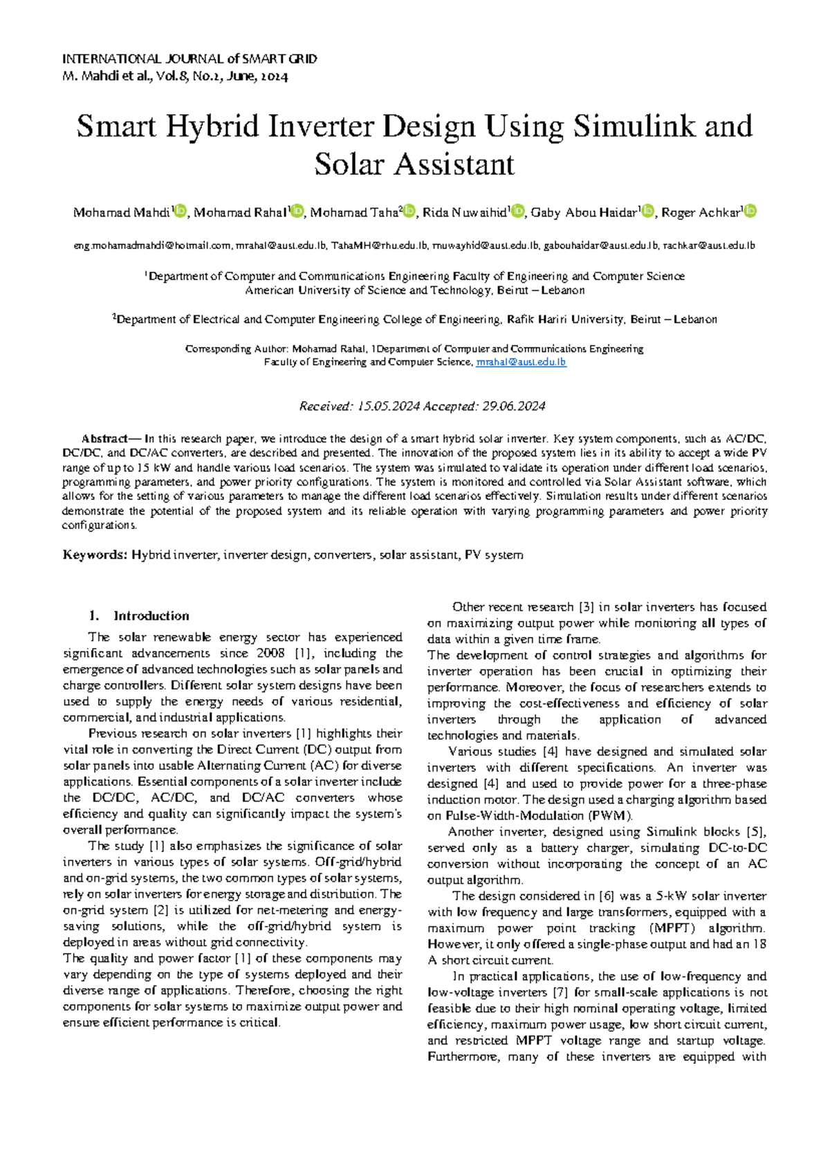 Smart Hybrid Inverter Design Using Simulink and Solar Assistant (ENG ...