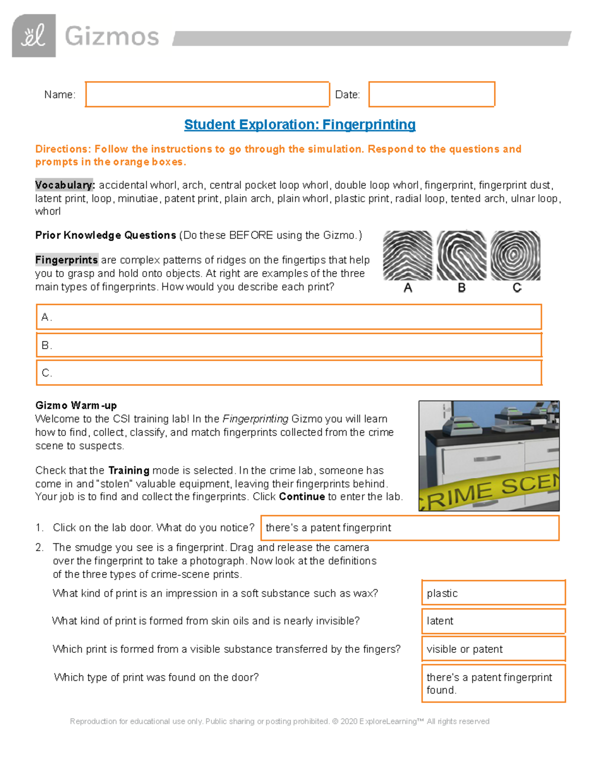 Fingerprinting Simulation Activity: Exploring Minutiae and Crime Scenes ...