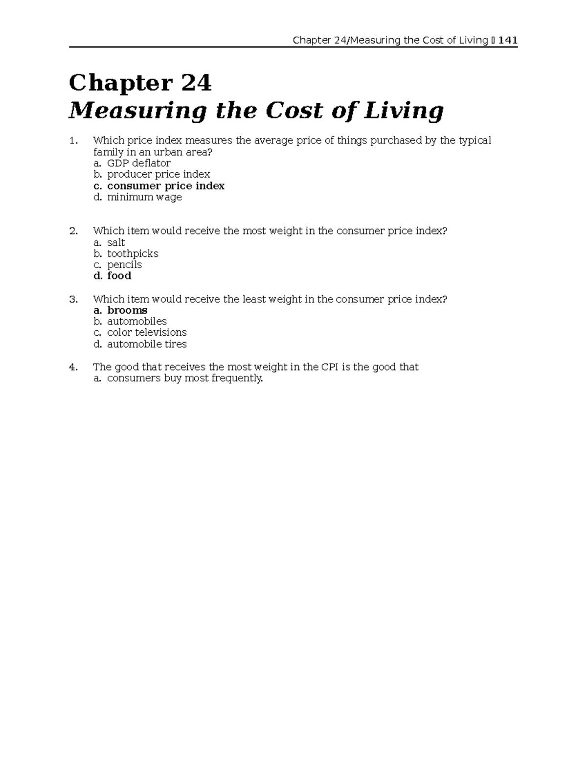 Chapter 24 Macroeconomics có đáp án ạ - Chapter 24/Measuring the Cost ...