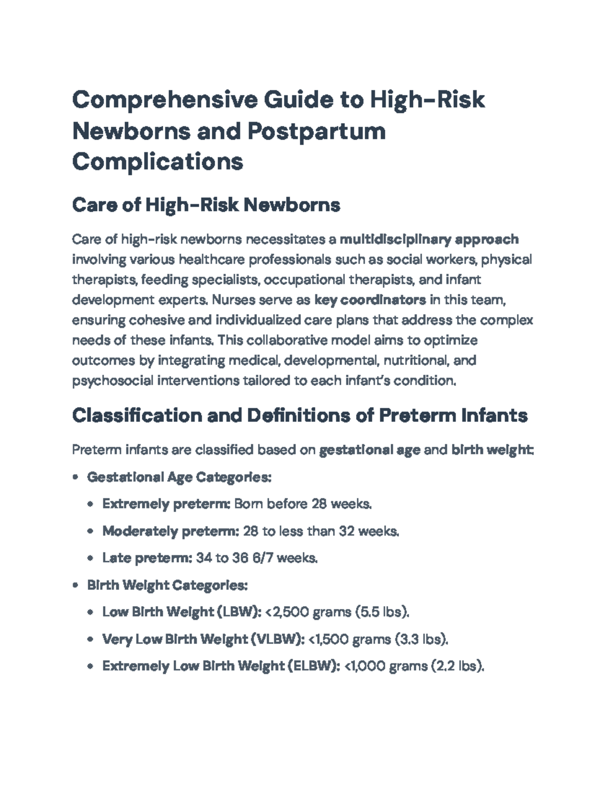 Comprehensive Overview of High-Risk Newborn Care and Complications ...
