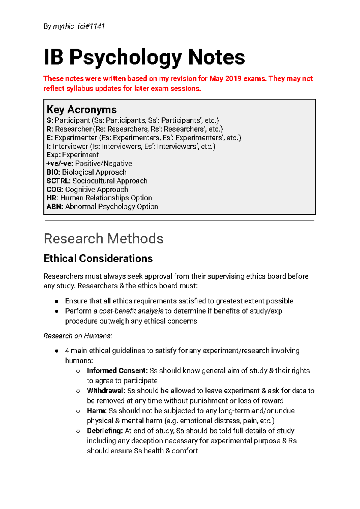 IB Psychology HL Notes: Key Concepts in Human Relationships & Abnormal ...