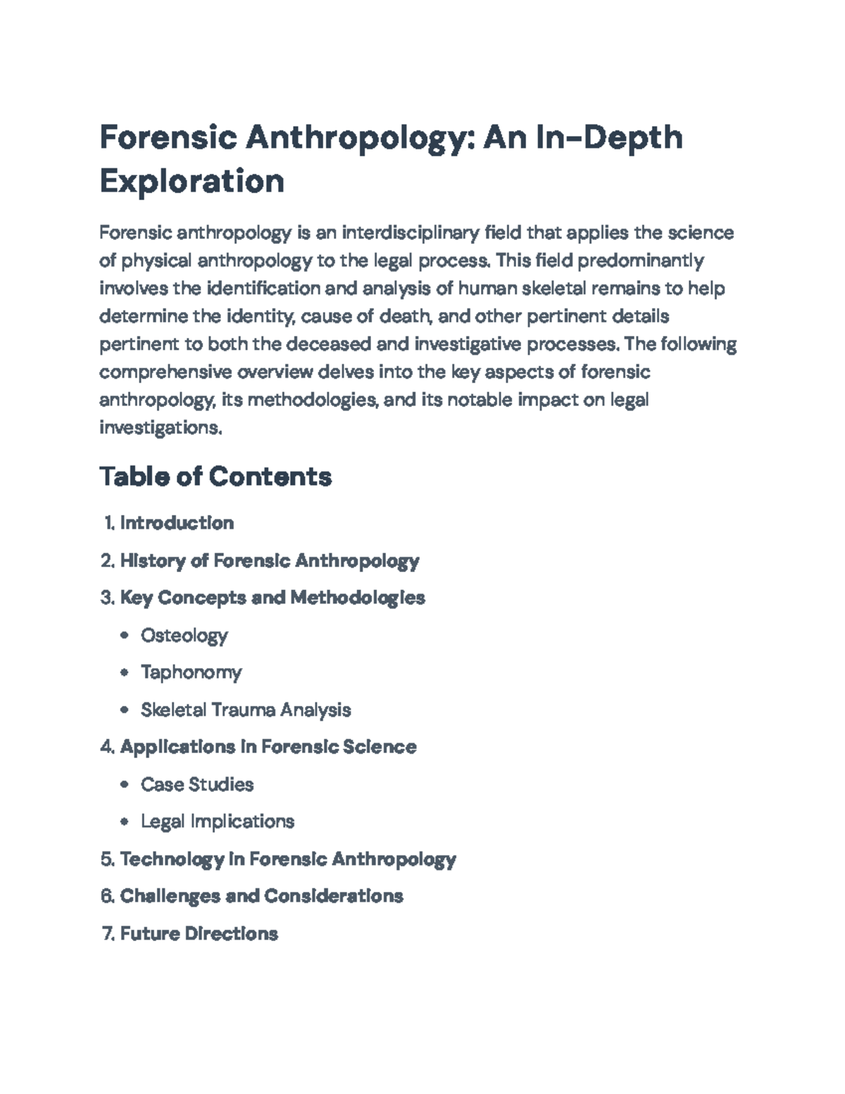 Forensic Anthropology 101: Key Concepts, Methods, and Future Directions ...