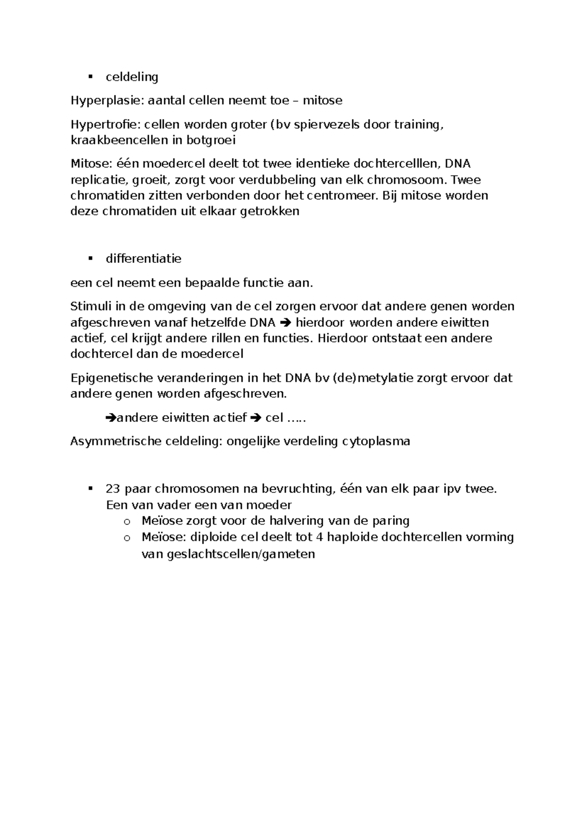 College Embryonale Ontwikkeling: Celdeling en Mitose Processen ...