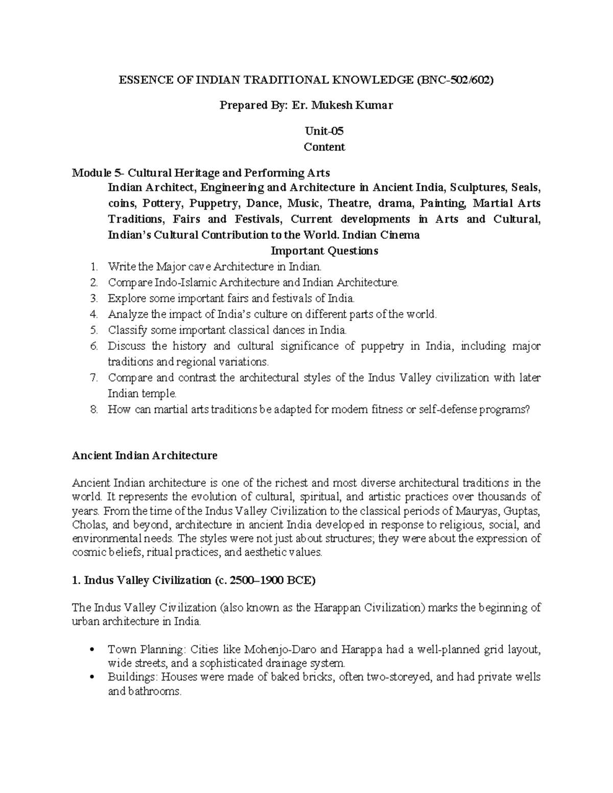 BNC-602 Unit-05: Essence of Indian Traditional Knowledge and ...