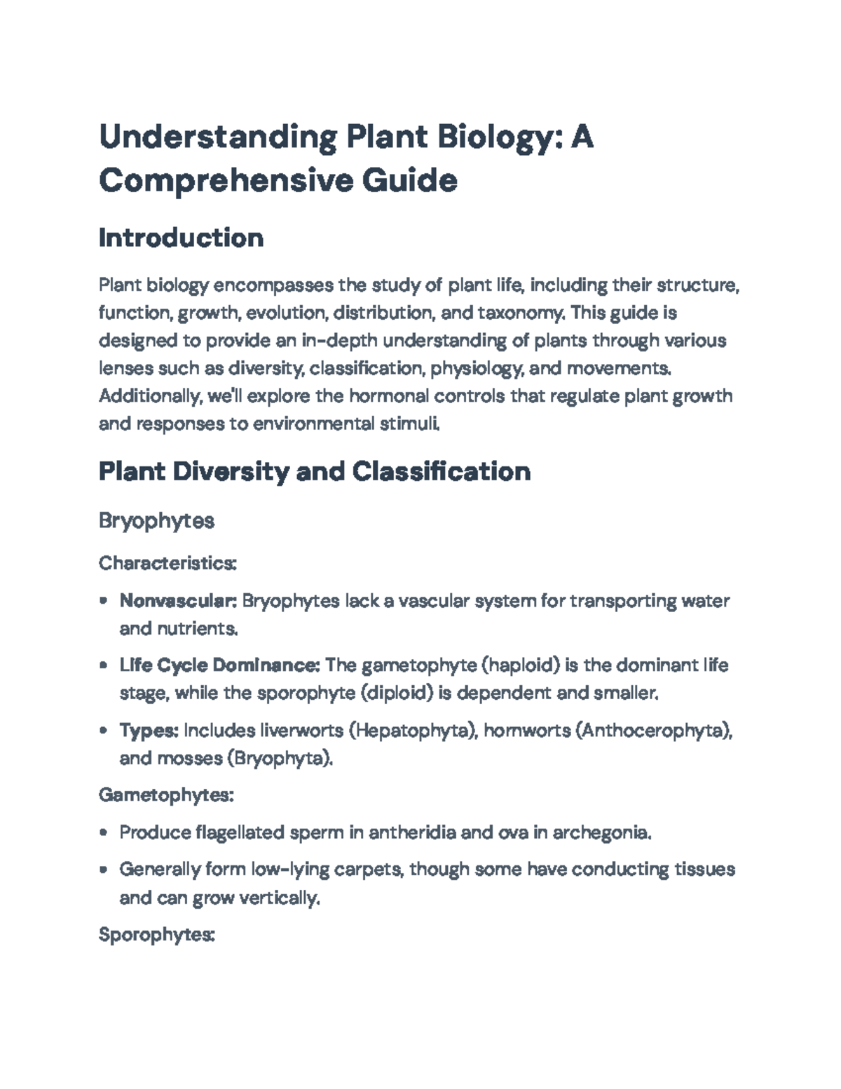 Comprehensive Guide to Plant Biology: Structure, Function, and Growth ...