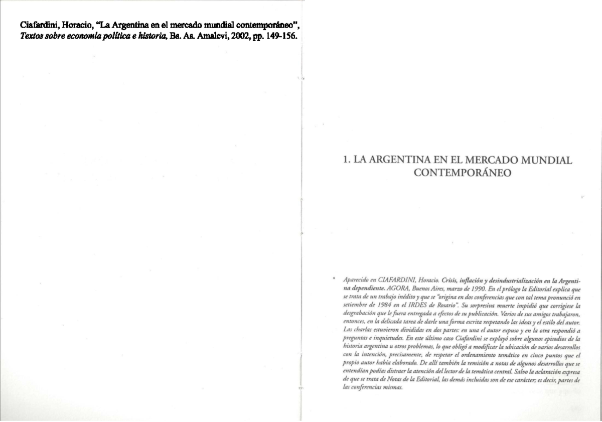 14. Ciafardini - La Argentina en el Mercado Mundial Contemporáneo - Studocu