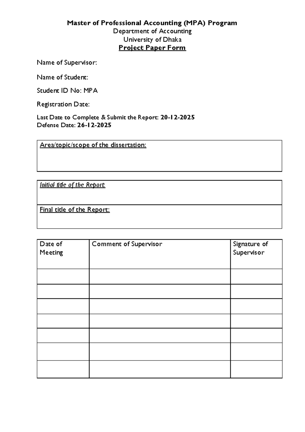 Project Paper Form JD-25 - Master of Professional Accounting (MPA ...