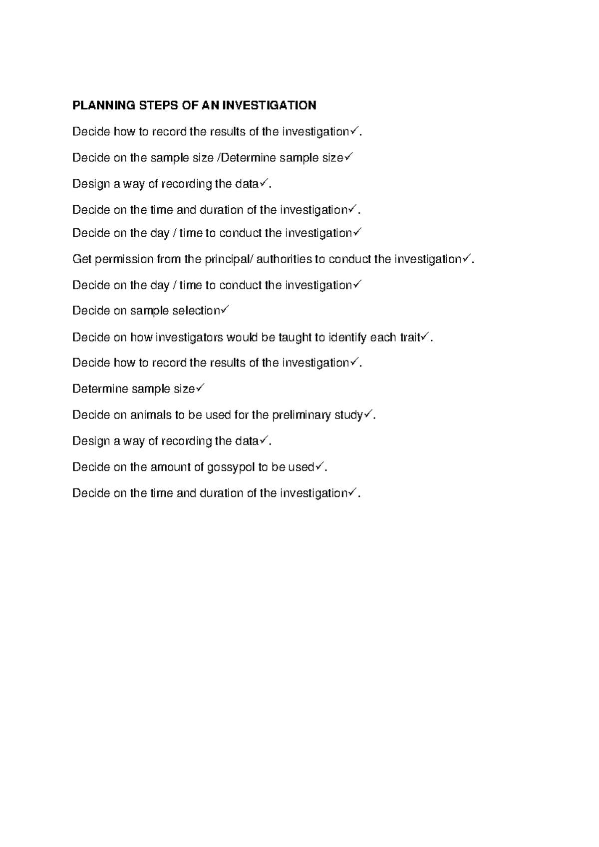 Investigation Planning Steps: Key Decisions and Recordings - Studocu