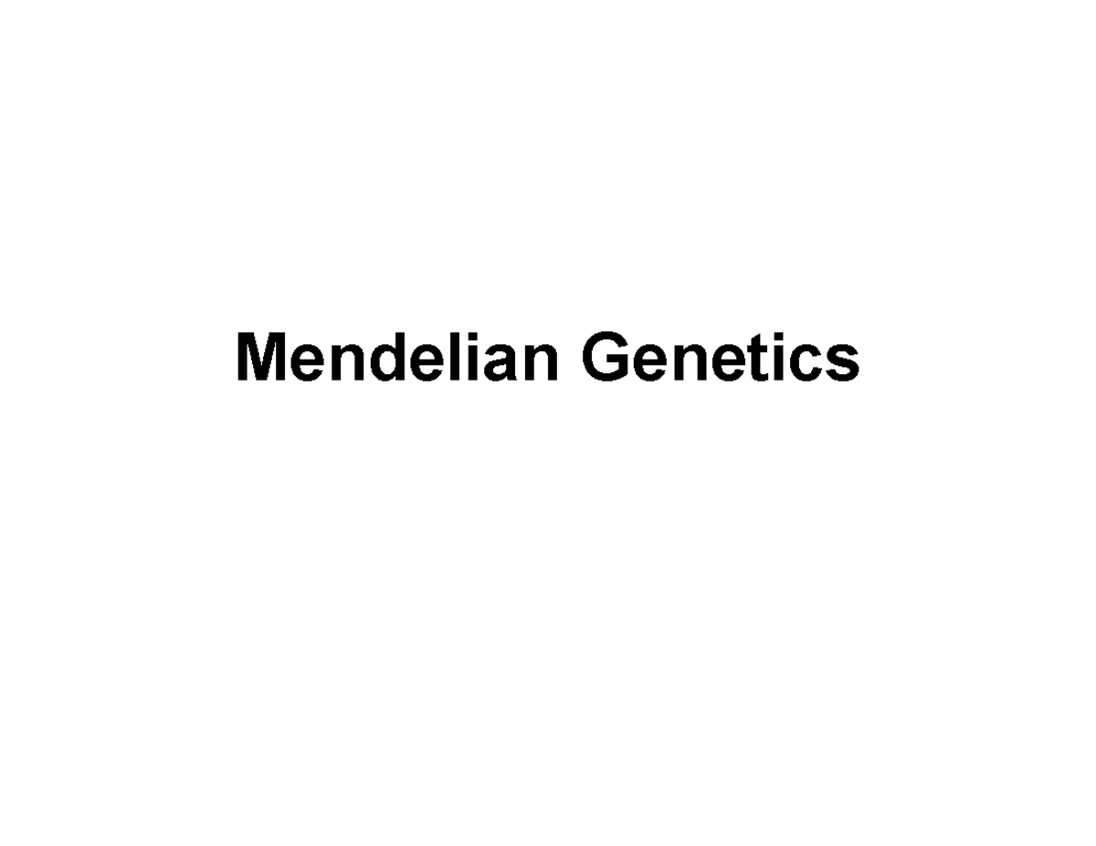 Mendelian Genetics (BIO 101): Principles of Inheritance & Probability Analysis - Studocu