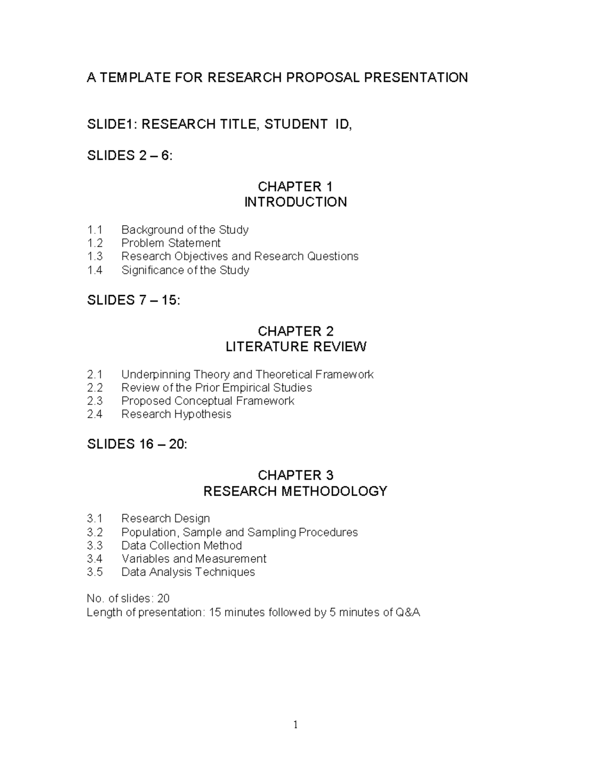 Template for Research Proposal Presentation (Course Code: 1-1-1) - Studocu