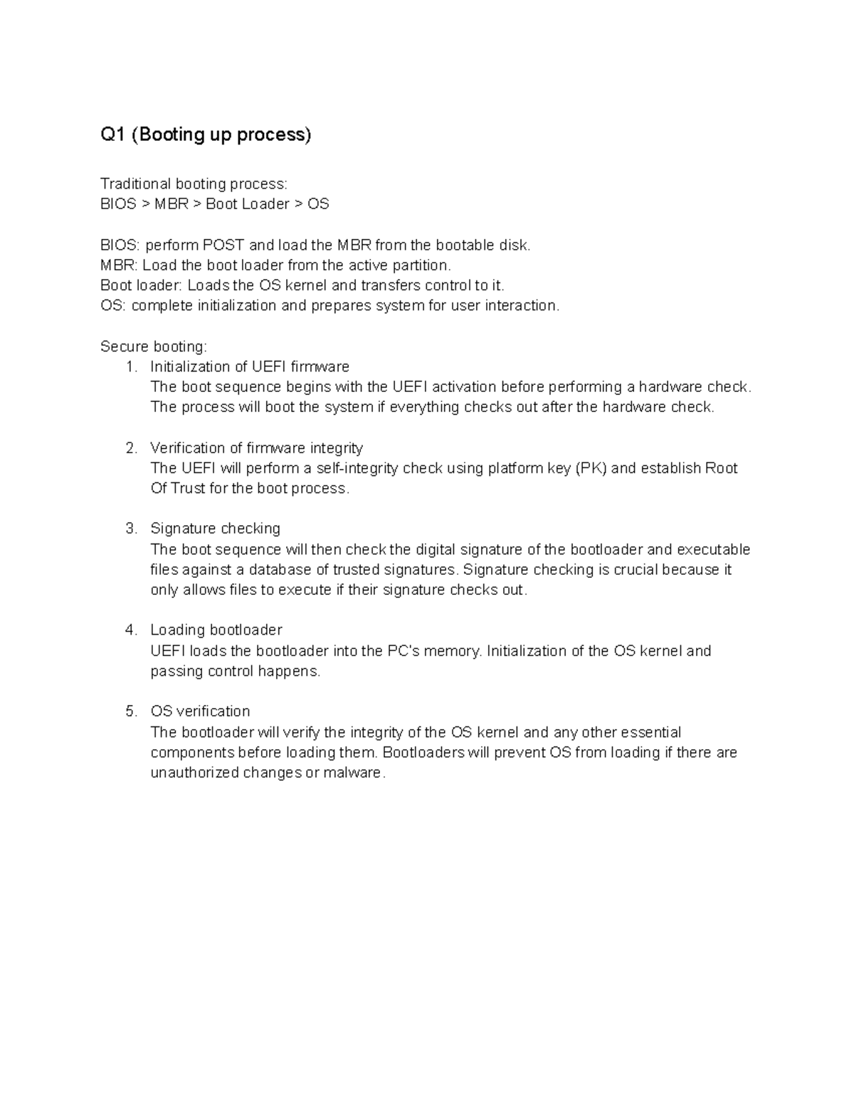 ITT531 Small notes - Q1 (Booting up process) Traditional booting ...