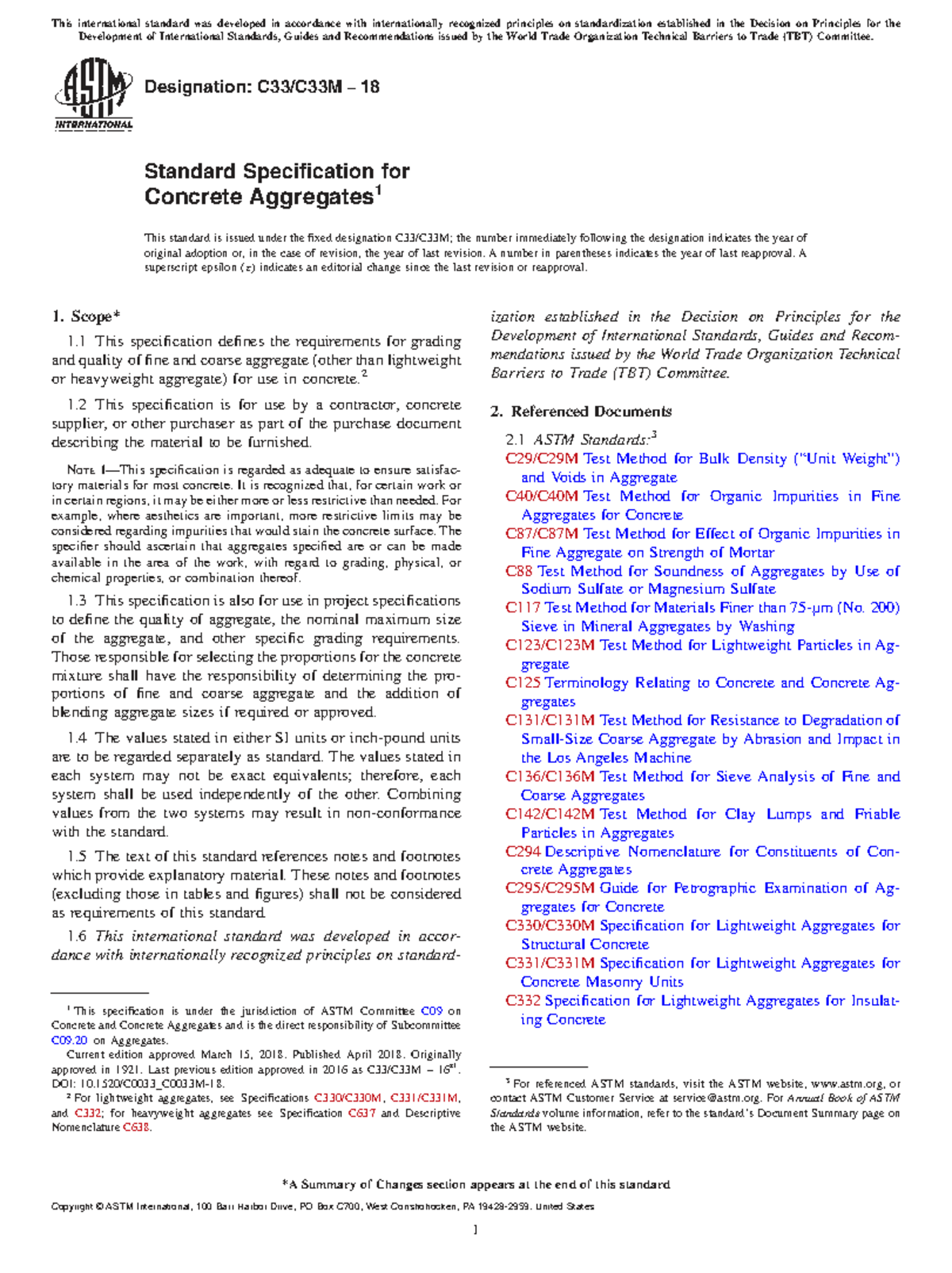 ASTM C33-18 Standard Specification for Concrete Aggregates - Studocu