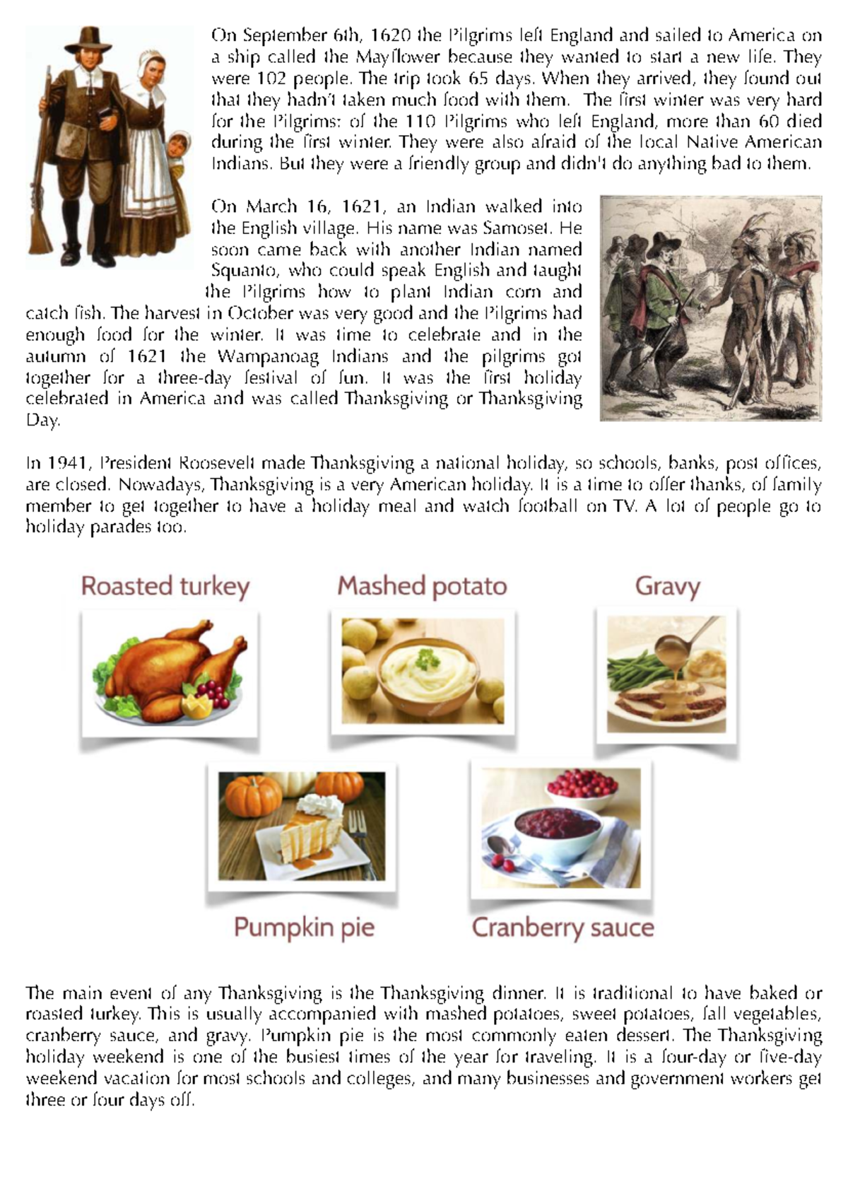 Text 1 on Thanksgiving: History and Traditions (Teach) - Studocu