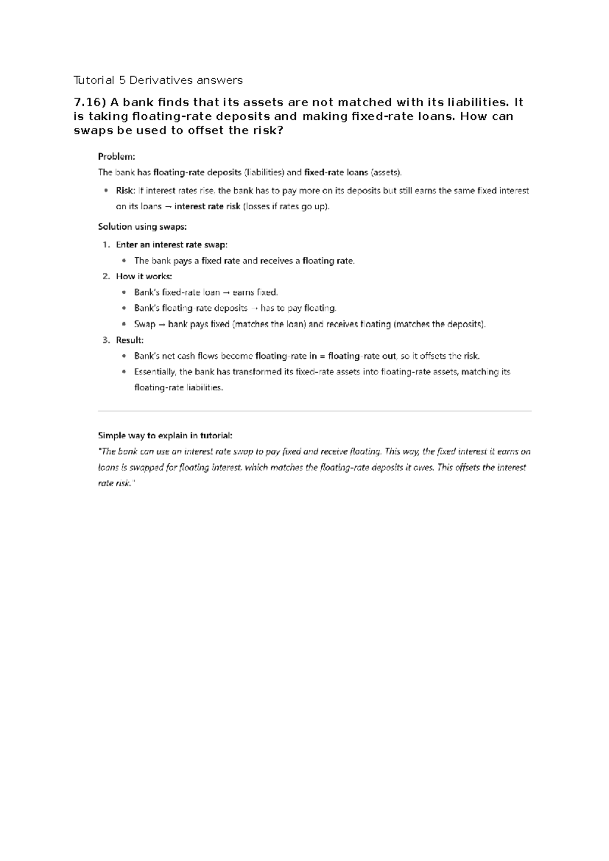 Tutorial 5: Derivatives and Swaps Analysis - Studocu
