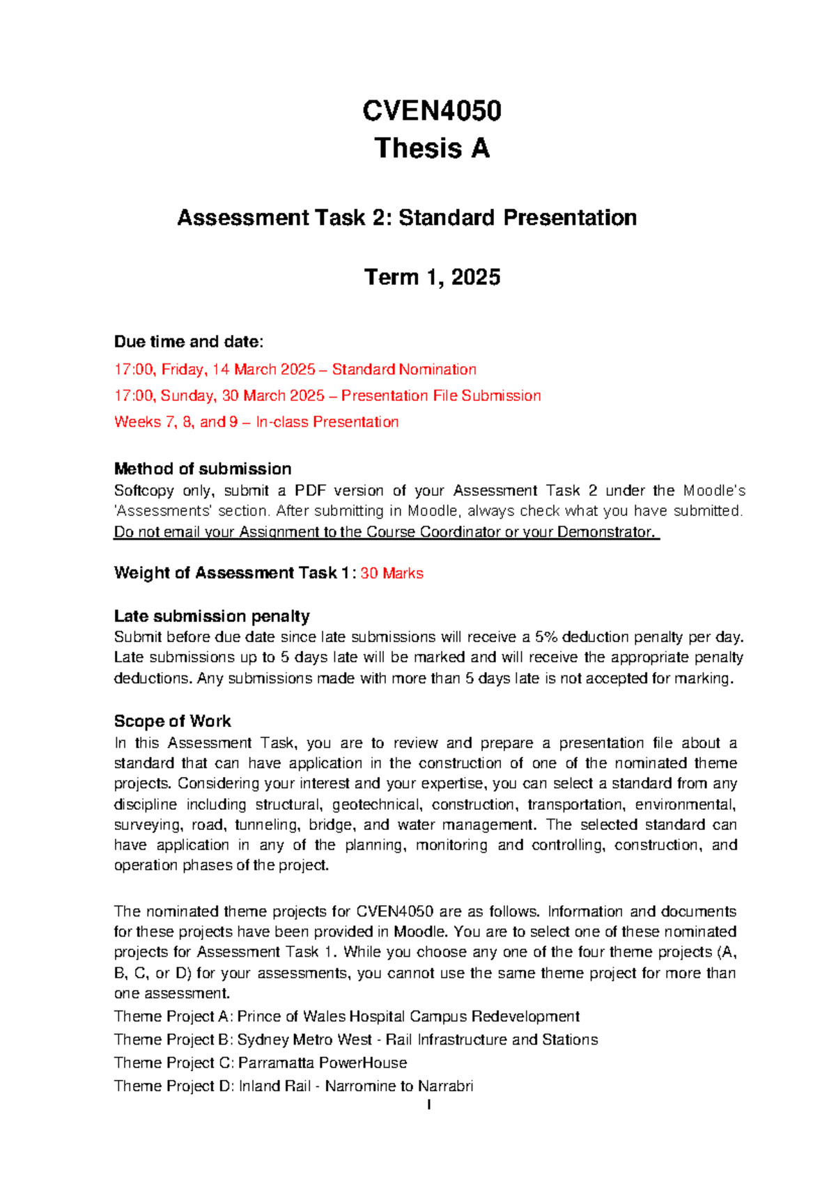 Assessment Task 2 Instruction - CVEN Thesis A Assessment Task 2 ...