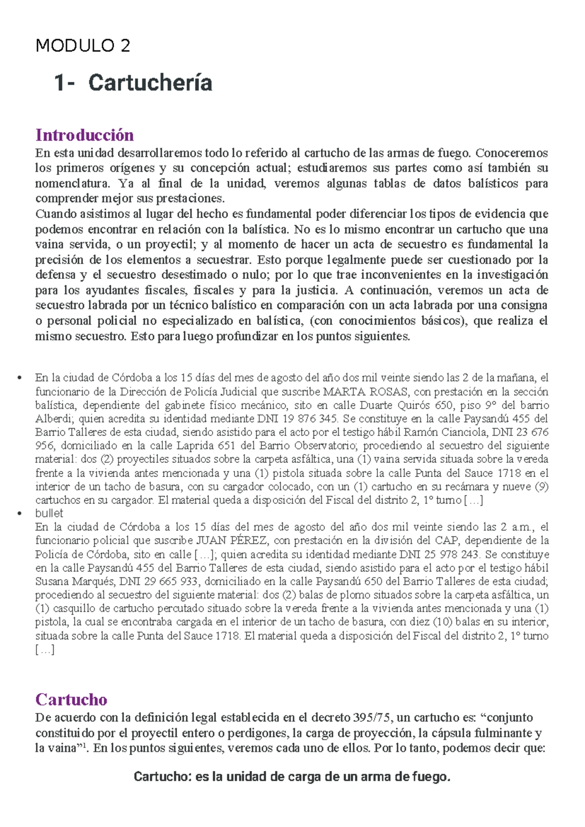 Modulo 2: Introducción a la Cartuchería y su Importancia en Balística ...