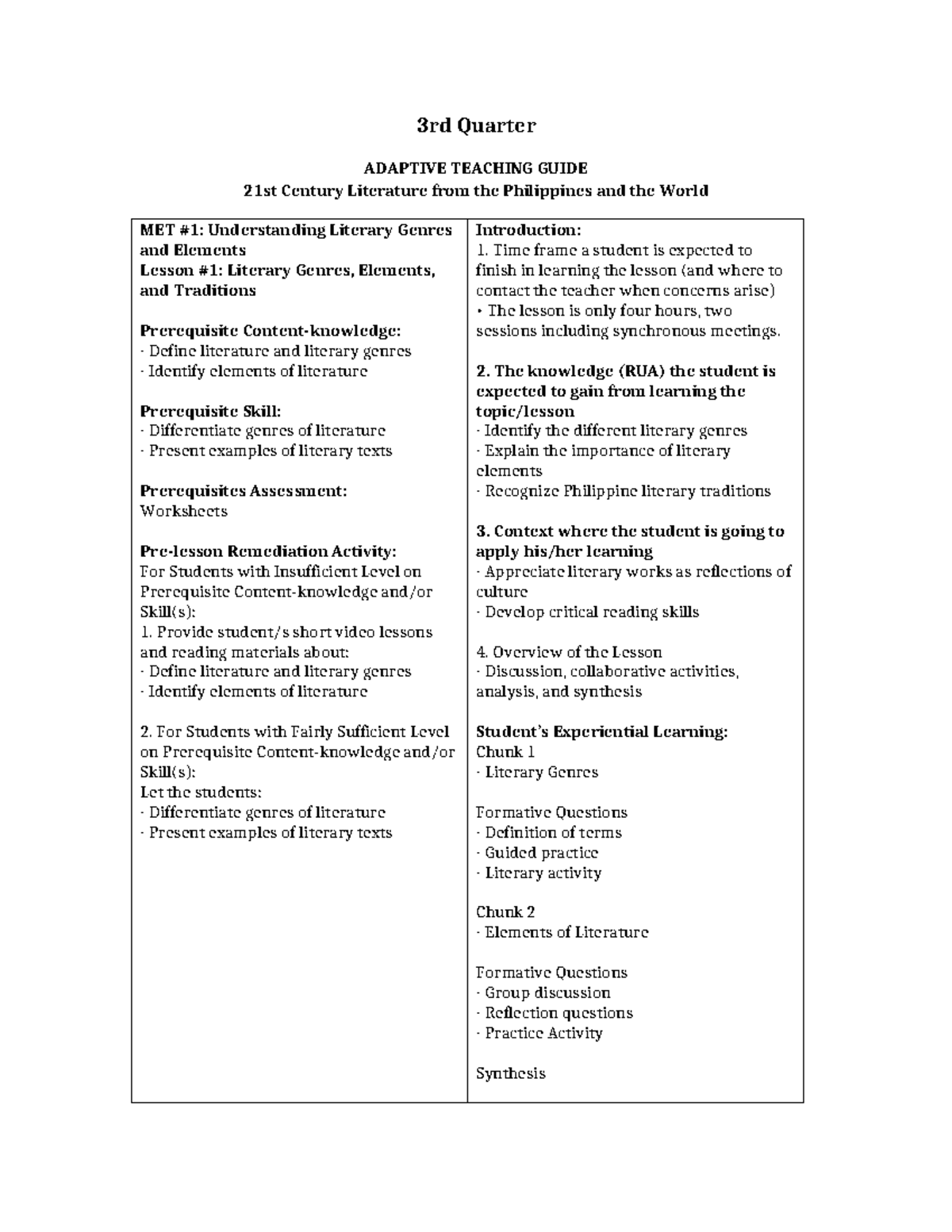 ATG 21st Century Literature: Adaptive Teaching Guide for Literary ...