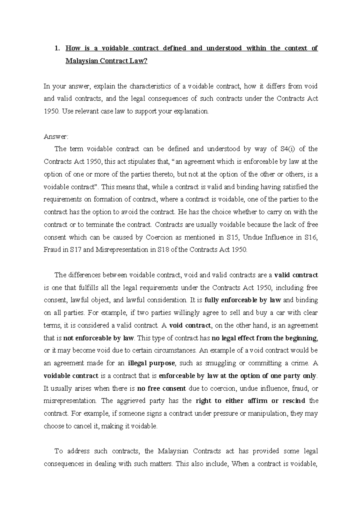 Understanding Voidable Contracts in Malaysian Law: Key Concepts & Cases ...