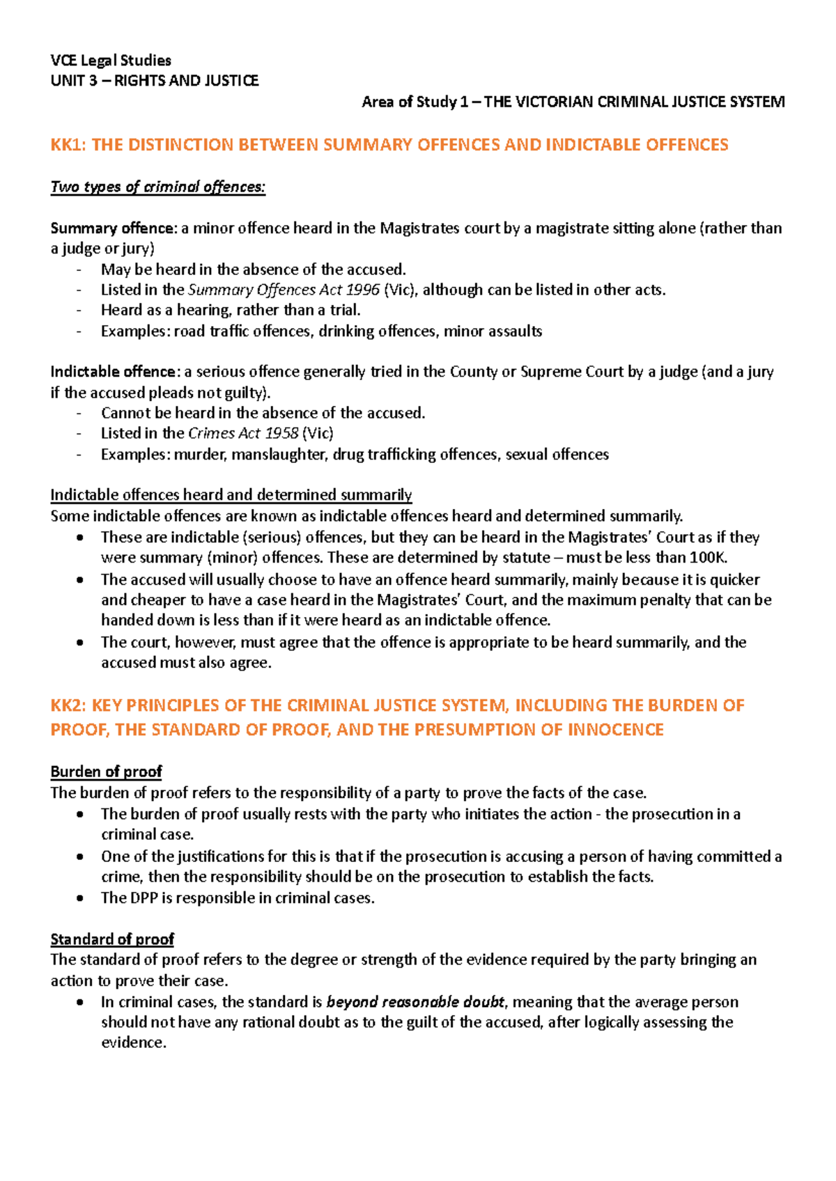 Legal Studies Unit 3 AOS 1 Notes - VCE Legal Studies UNIT 3 – RIGHTS ...